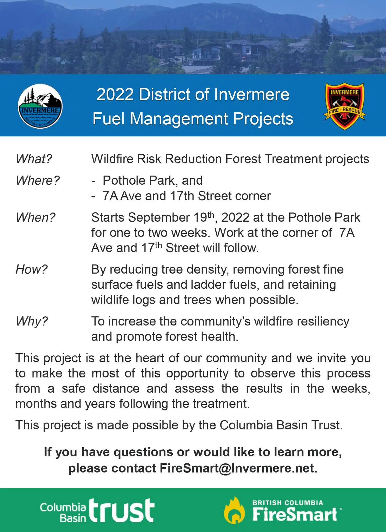 Wildfire risk reduction projects beginning in Invermere | 102.9 Rewind ...