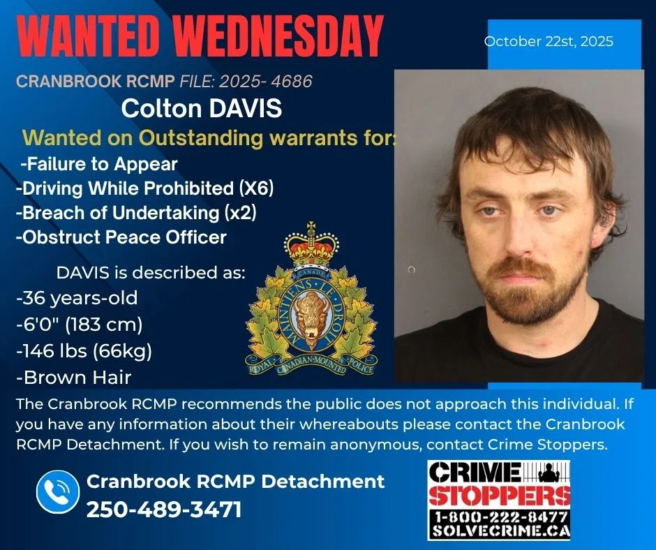 Colton Davis wanted by Cranbrook RCMP | Wild 104.7 - East Kootenay's ...
