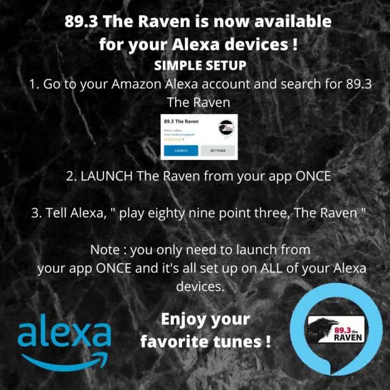 Find The Raven on Alexa devices | 89.3 The Raven