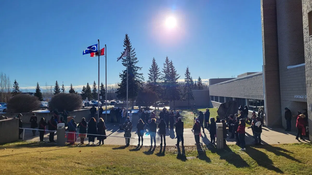 Métis Flag raising Ceremony on Portage College campus in Lac La Biche ...