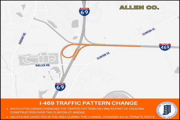 Traffic pattern to change on I-469 for ongoing construction | US 93.3 ...