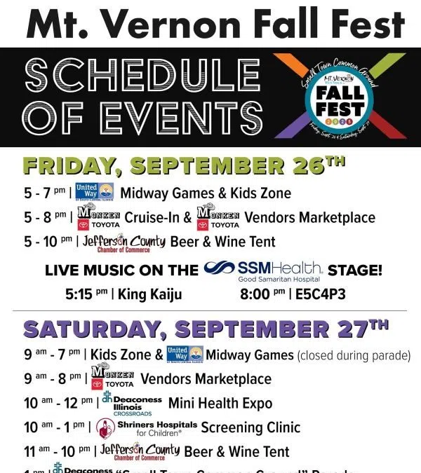 13TH ANNUAL MT. VERNON FALL FEST RETURNS SEPTEMBER 26TH & 27TH WITH ...