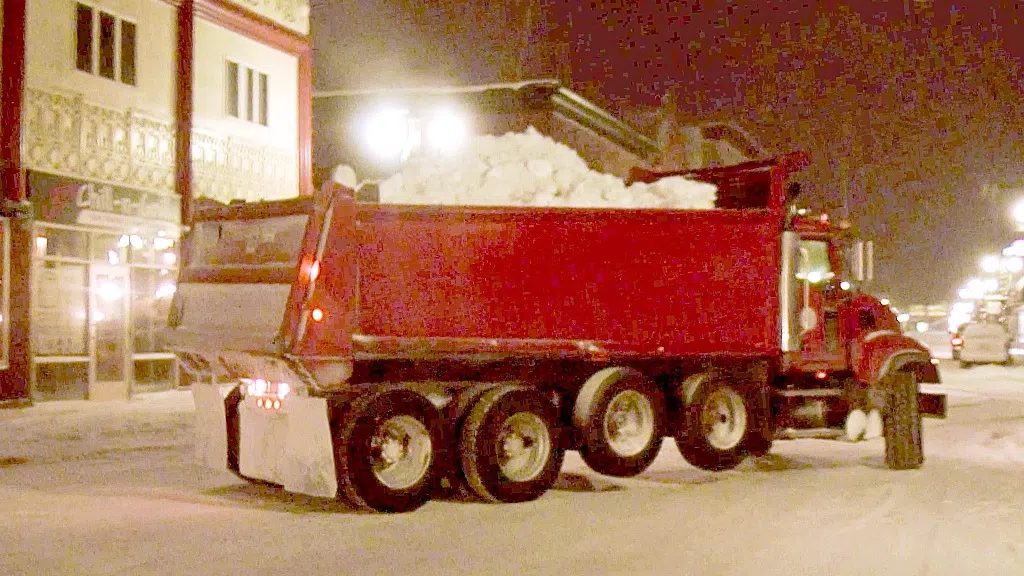 Snow dump truck, night 1 | The Keweenaw Report