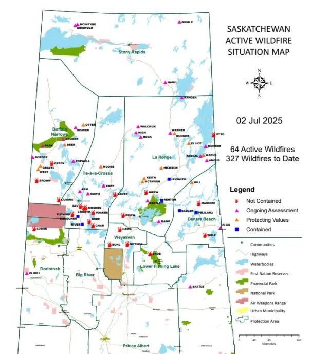 Province battling 66 active wildfires, three communities evacuated ...