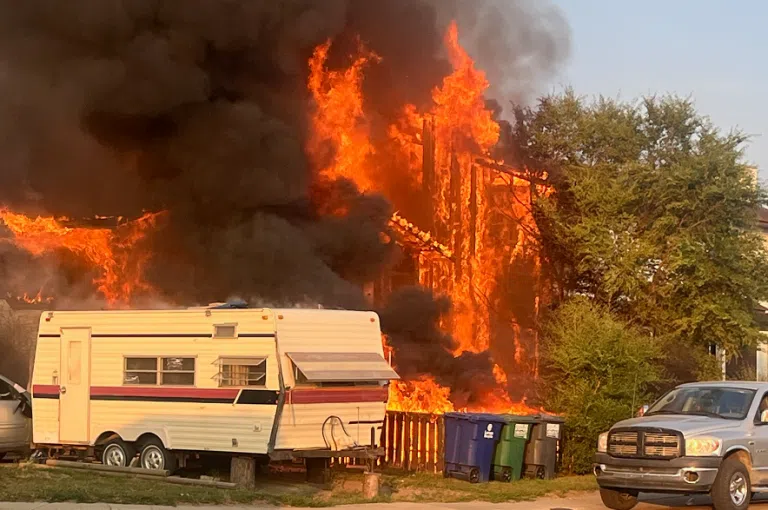 PHOTOS: No injuries after duplexes catch fire in Saskatoon | 980 CJME