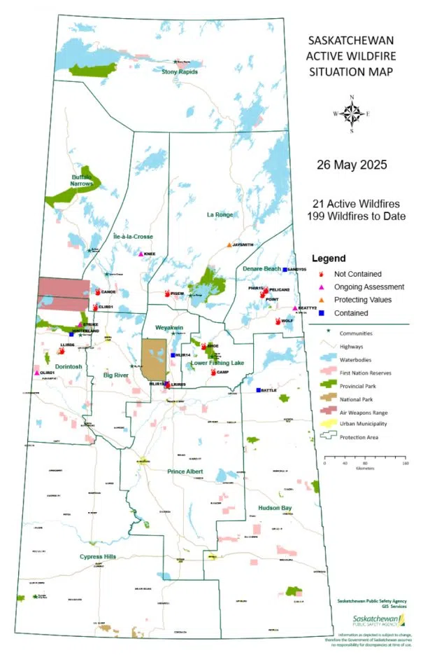Sask. wildfire update: New blaze closes Highway 3 south of Prince ...