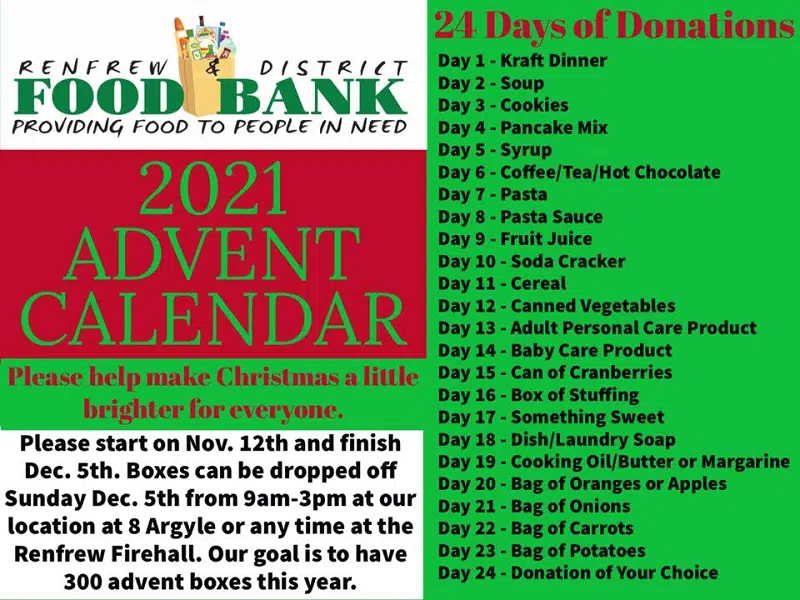 COMMUNITY SPOTLIGHT: Renfrew Food Bank launches large Advent Calendar ...