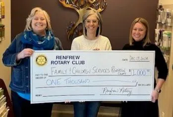 Renfrew Rotary Club’s $1,000 gift fuels family programs at Family and ...