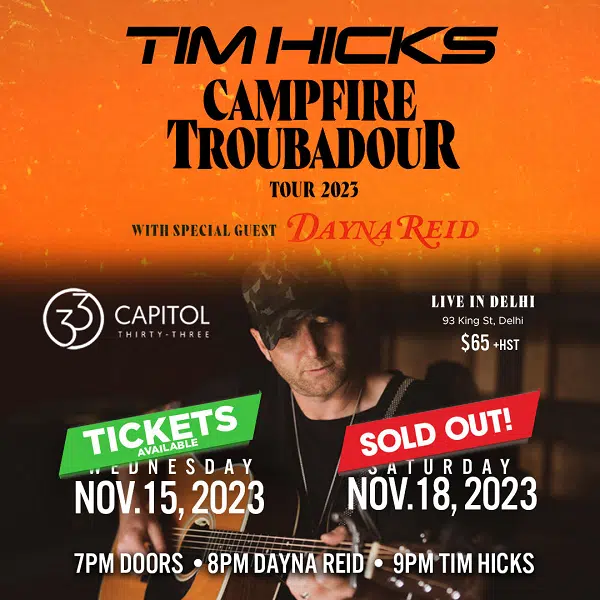 Tim Hicks Announces Second Show In Delhi | NorfolkToday.ca